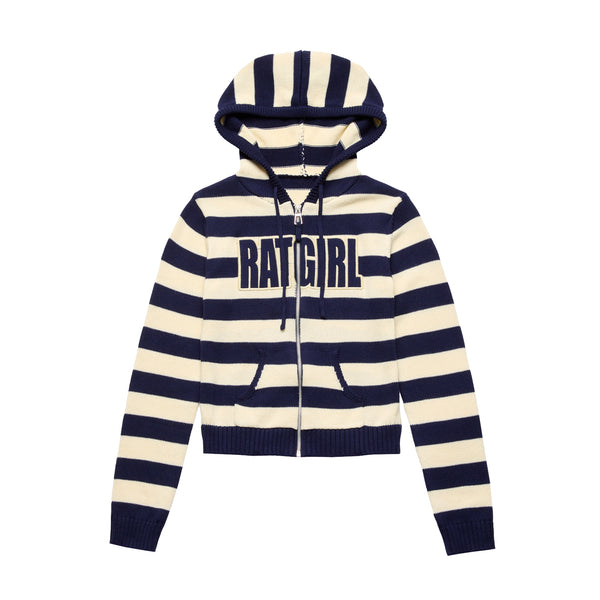 Ratgirl Striped Knit Zip Hoodie – STRAY RATS